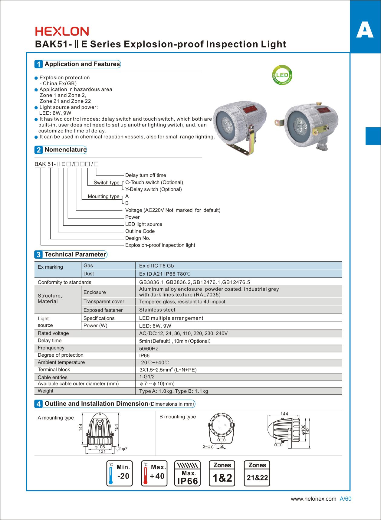 BAK51-ⅡE Series Explosion-proof Inspection Light