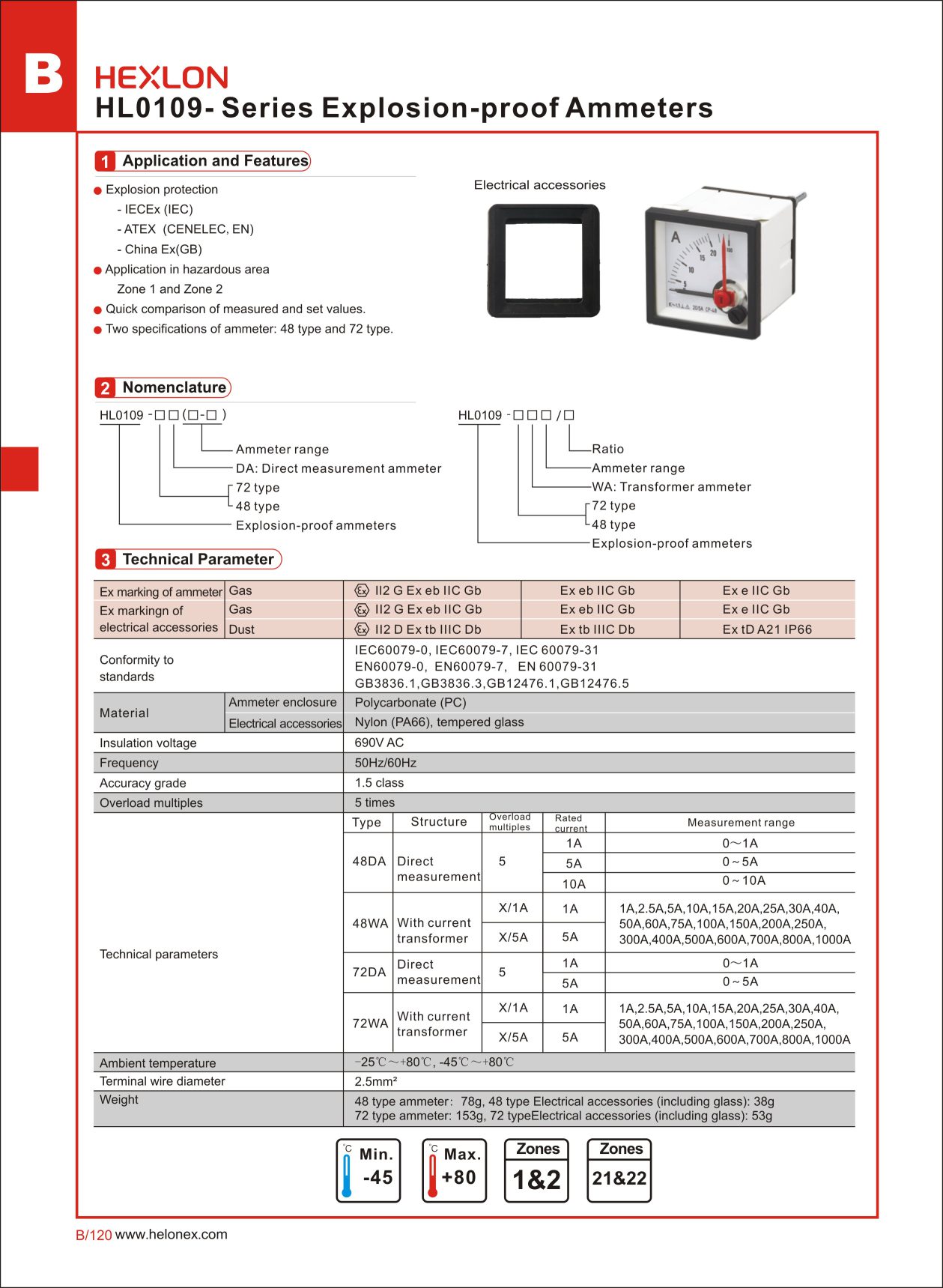 HL0109- Series Explosion-proof Ammeters Factory China